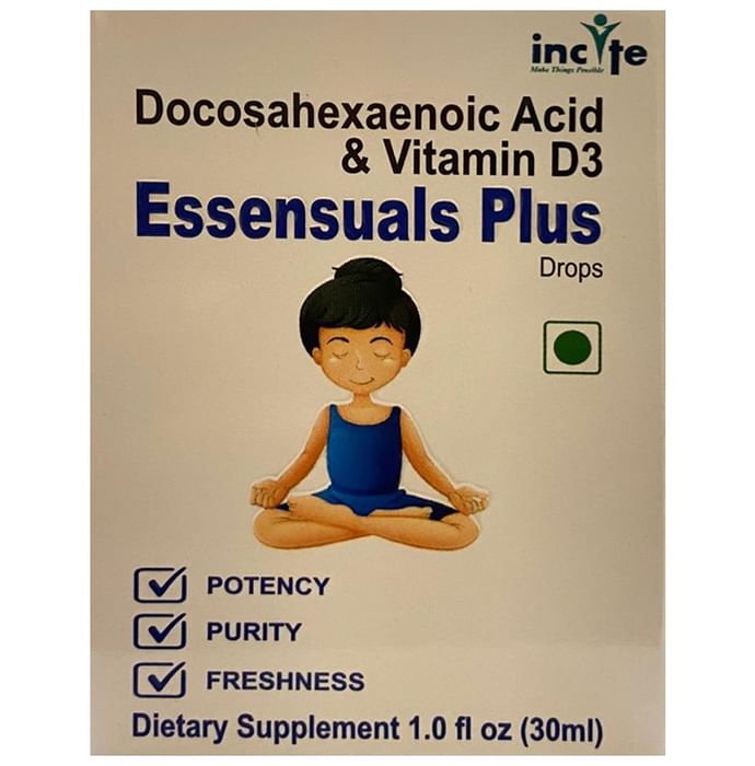 Essensuals Plus with DHA & Vitamin D3 | Gluten-Free | Veg Oral Drops ...