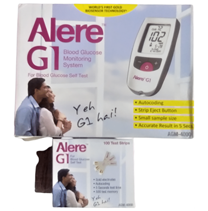 Alere Combo Pack of G1 Blood Glucose Monitoring System Glucometer & G1 ...
