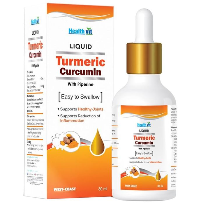 HealthVit Turmeric Curcumin with Piperine Liquid Drop with Dropper ...