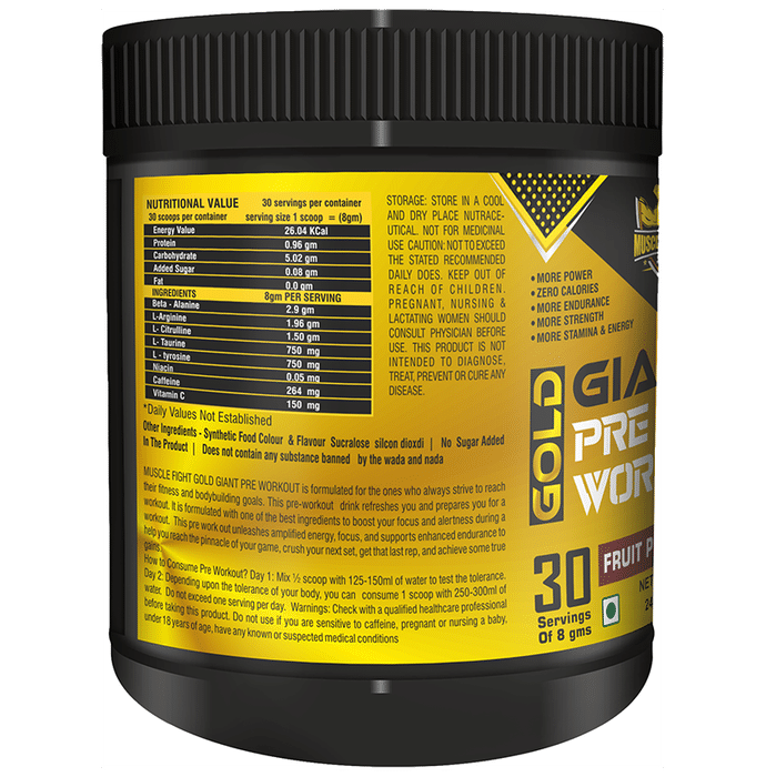 Muscle Fight Gold Giant Pre Workout Fruit Punch – Classic Derma