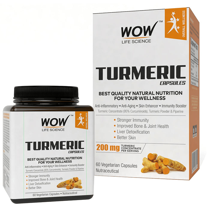 WOW Life Science Turmeric 200mg Vegetarian Capsules – Classic Derma