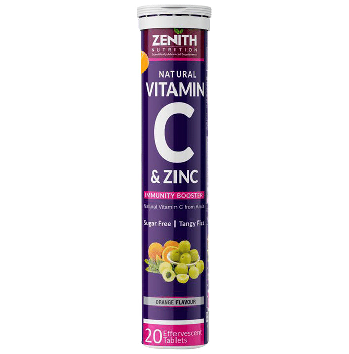 Zenith Nutrition Natural Vitamin C & Zinc Effervescent Tablet Orange ...