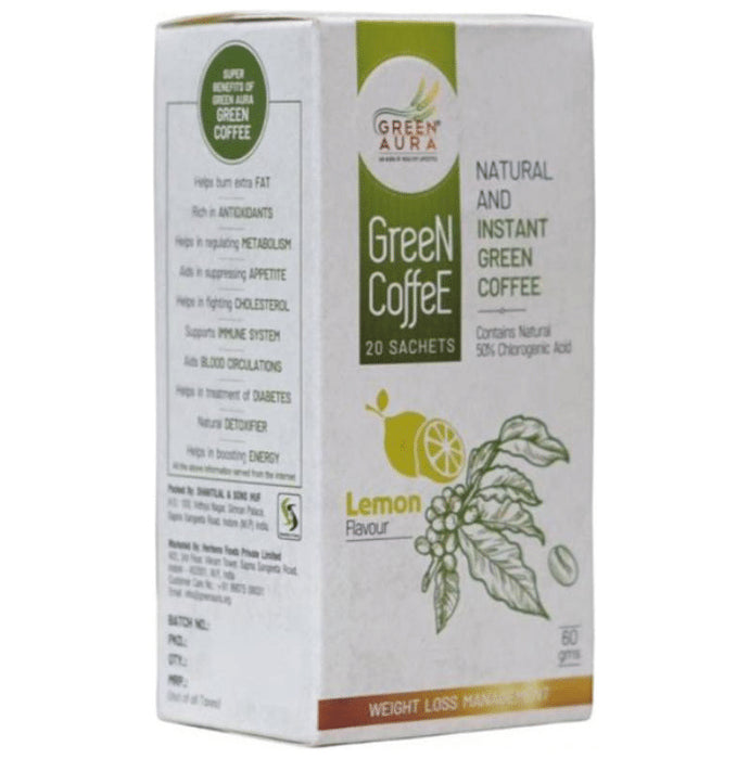 Green Aura Natural and Instant Green Coffee Sachet (3gm Each) Lemon ...